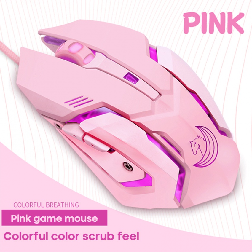 Cute Pink Wired Gaming Mouse 6 Button LED 3200 DPI USB Computer Mouse Gamer Mice Silent Mause ...