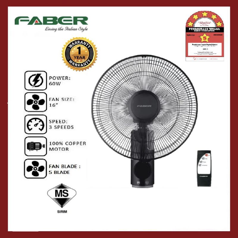 Faber Wall Fan 16“ / 3 speed / 60w | Shopee Malaysia