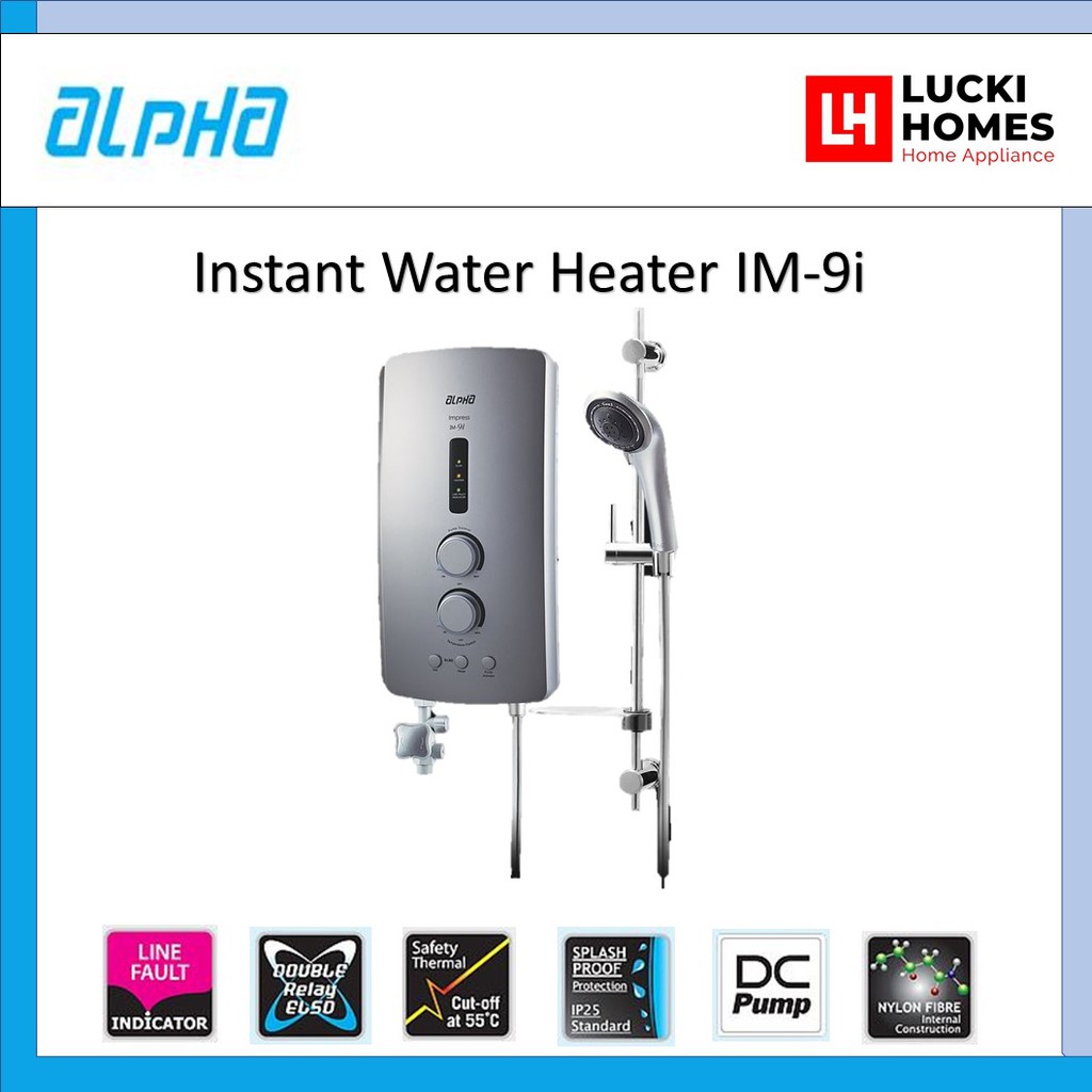 Alpha Instant Water Heater with DC Pump IM-9i With Rain Shower Set | Shopee Malaysia