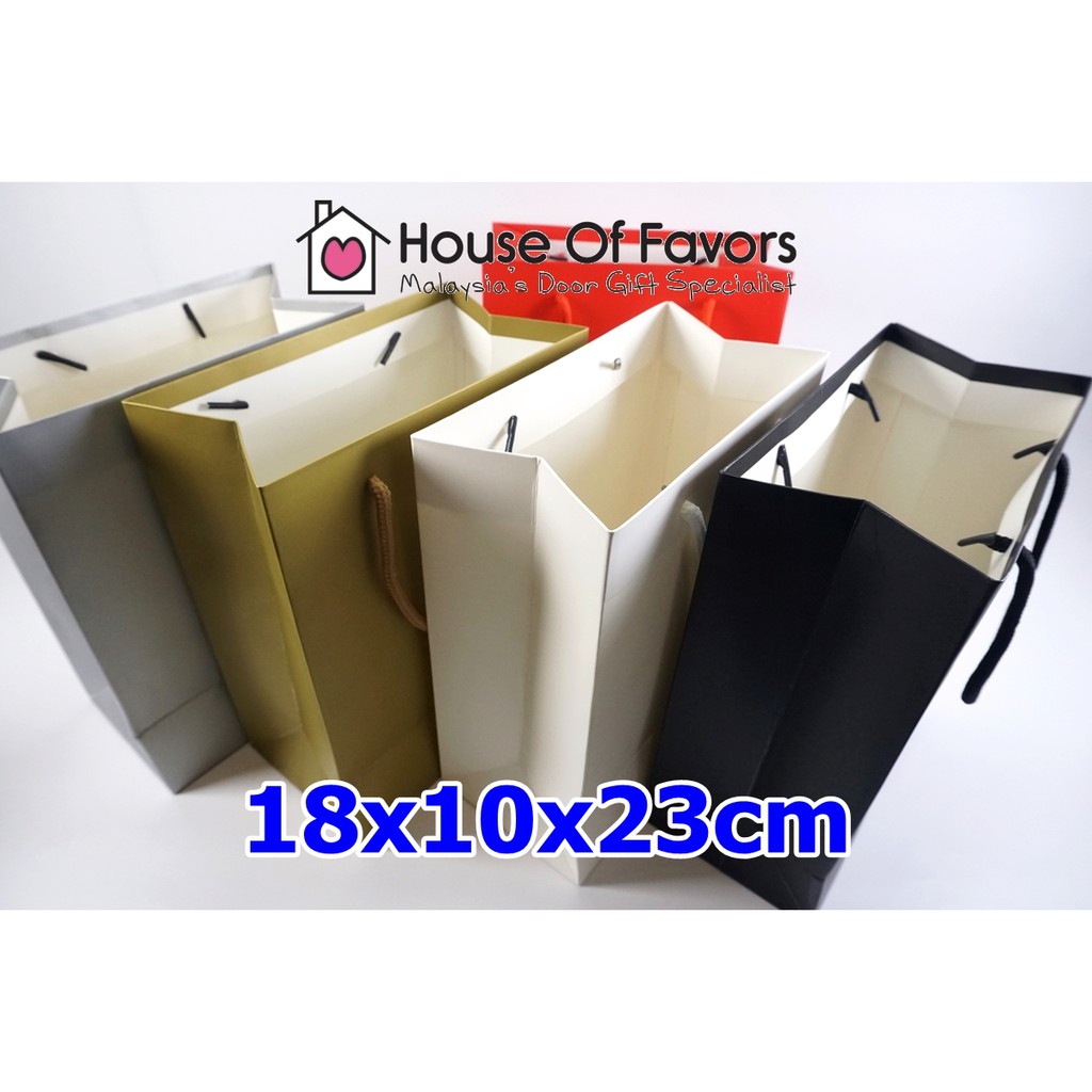 12pcs White Card Red Color Paper Bag 18x10x23cm Exclusive High Quality ...
