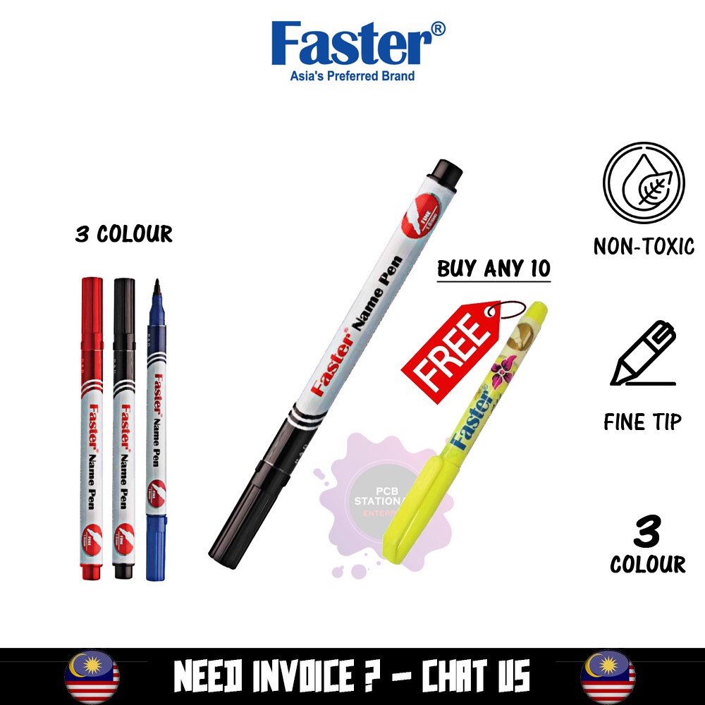 Faster Name Pen 1.0MM Permanent Marker Pen - (1's) FREE HIGHLIGHTER ...