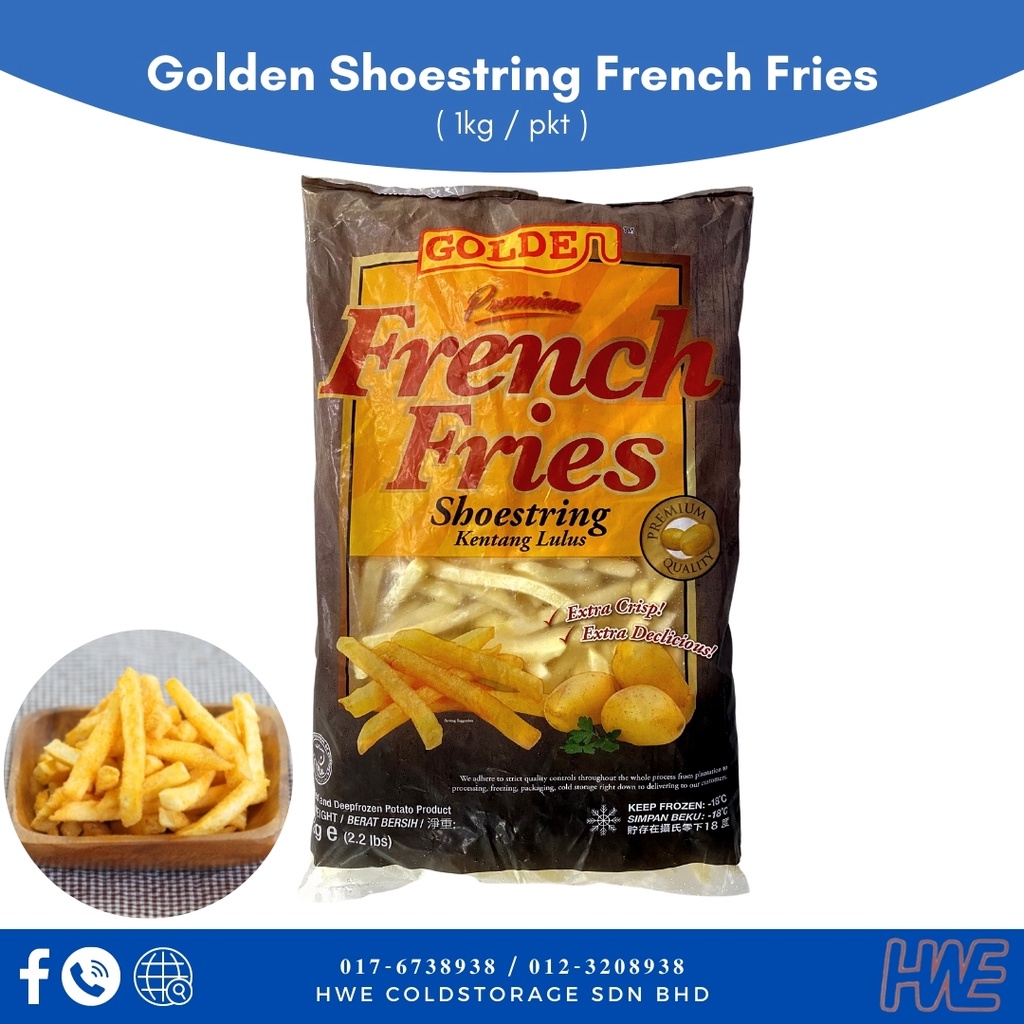 [Halal] Golden Shoestring French Fries 1kg | Kentang Lulus | Shopee ...
