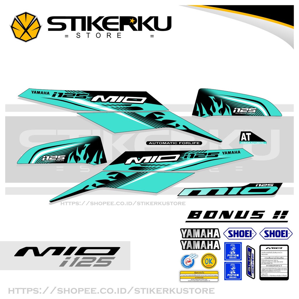 Mio i 125 STOCK DECALS / STRIPING MIO M3 /Z / 125/ STICKERS / STICKER ...