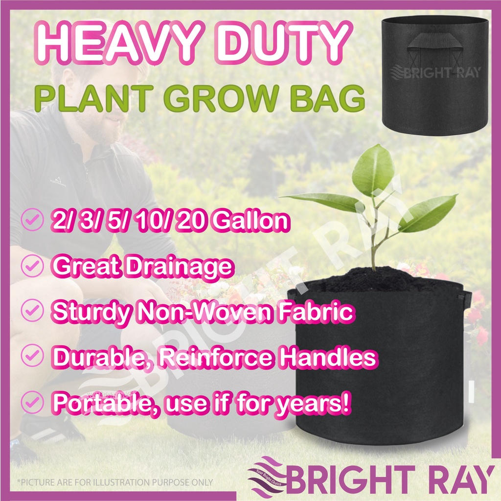[READY STOCK] 2/3/5/10/20 Gallon Grow Bag Plant Bag Non-Woven Aeration ...