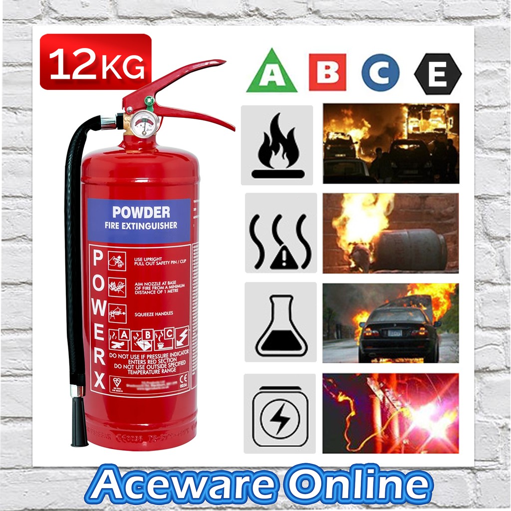 12KG ABC Powder Fire Extinguisher for Office Home Pemadam Api | Shopee ...