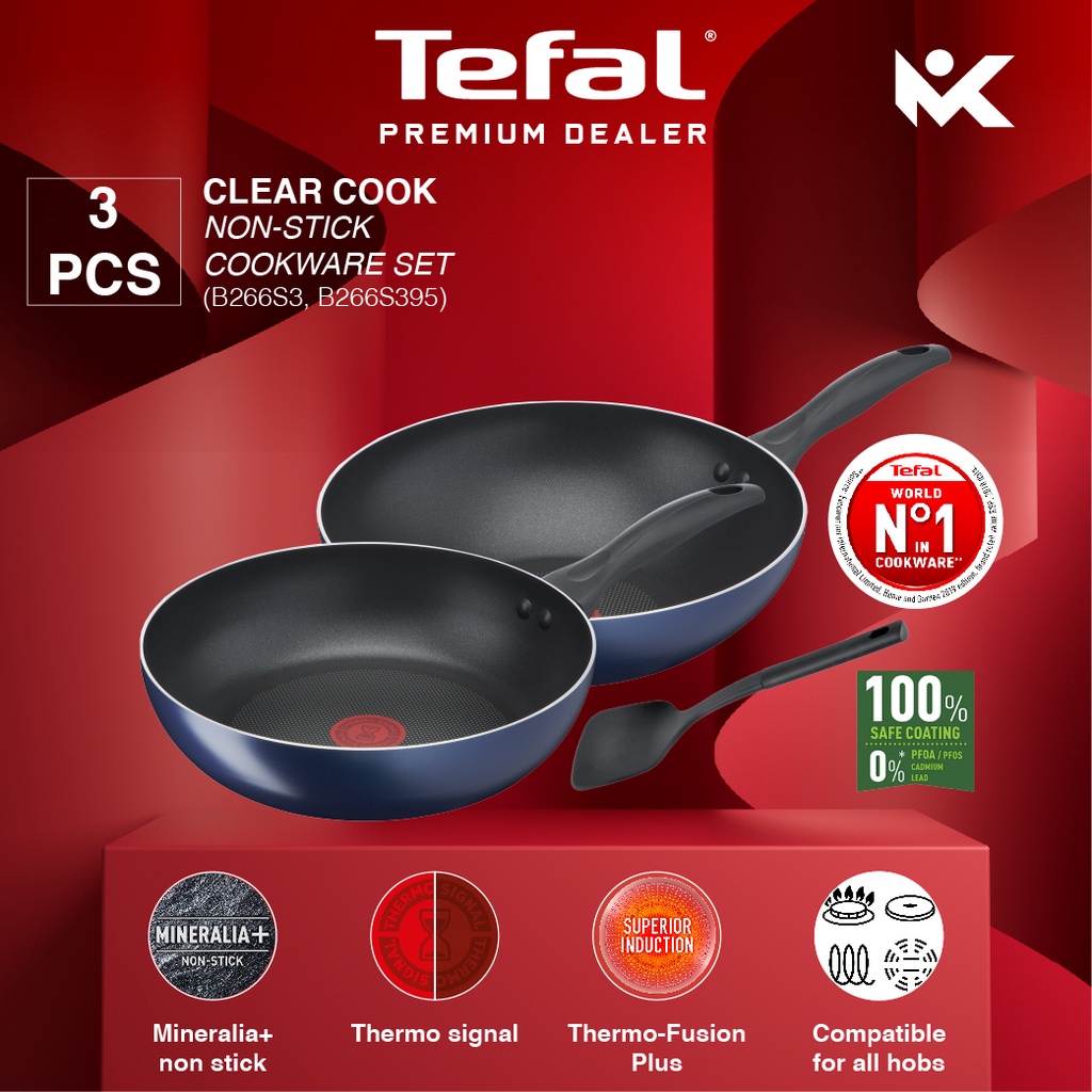 Tefal B266s3 Non Stick Cookware Set (with normal Tefal box) | Shopee ...