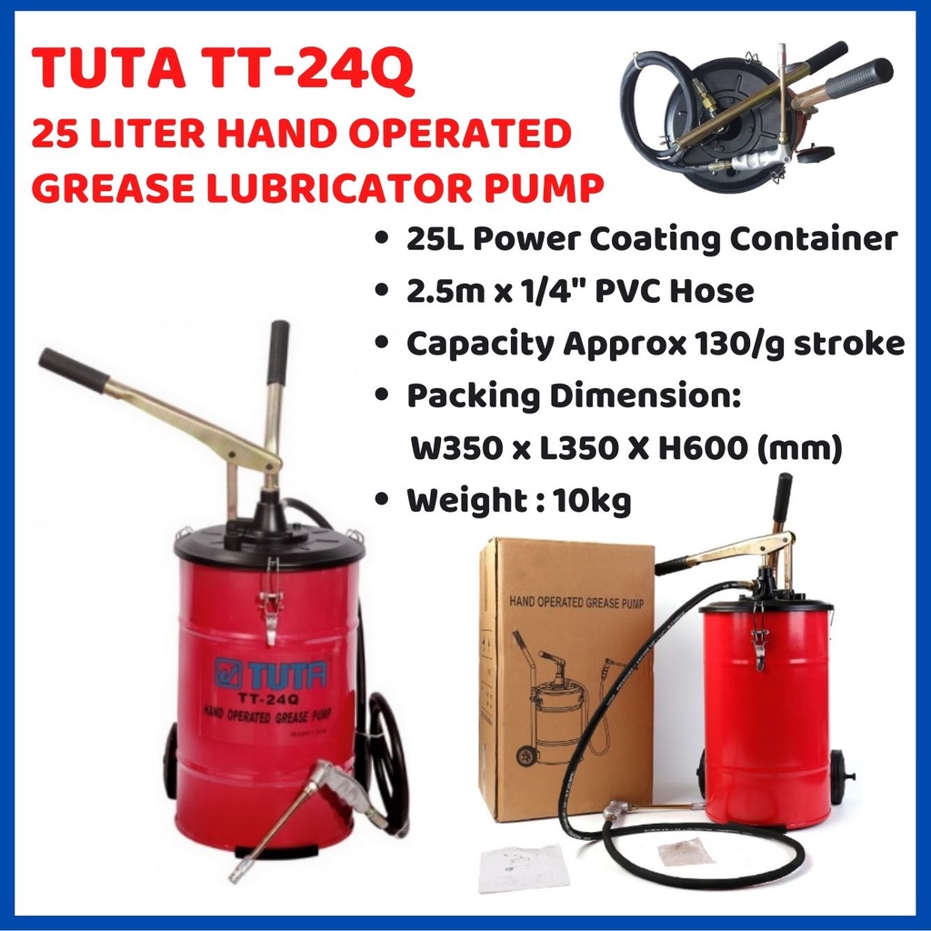 TUTA 25 Liter Hand Operated Oil & Grease Lubricator Pump | Hand Oil ...