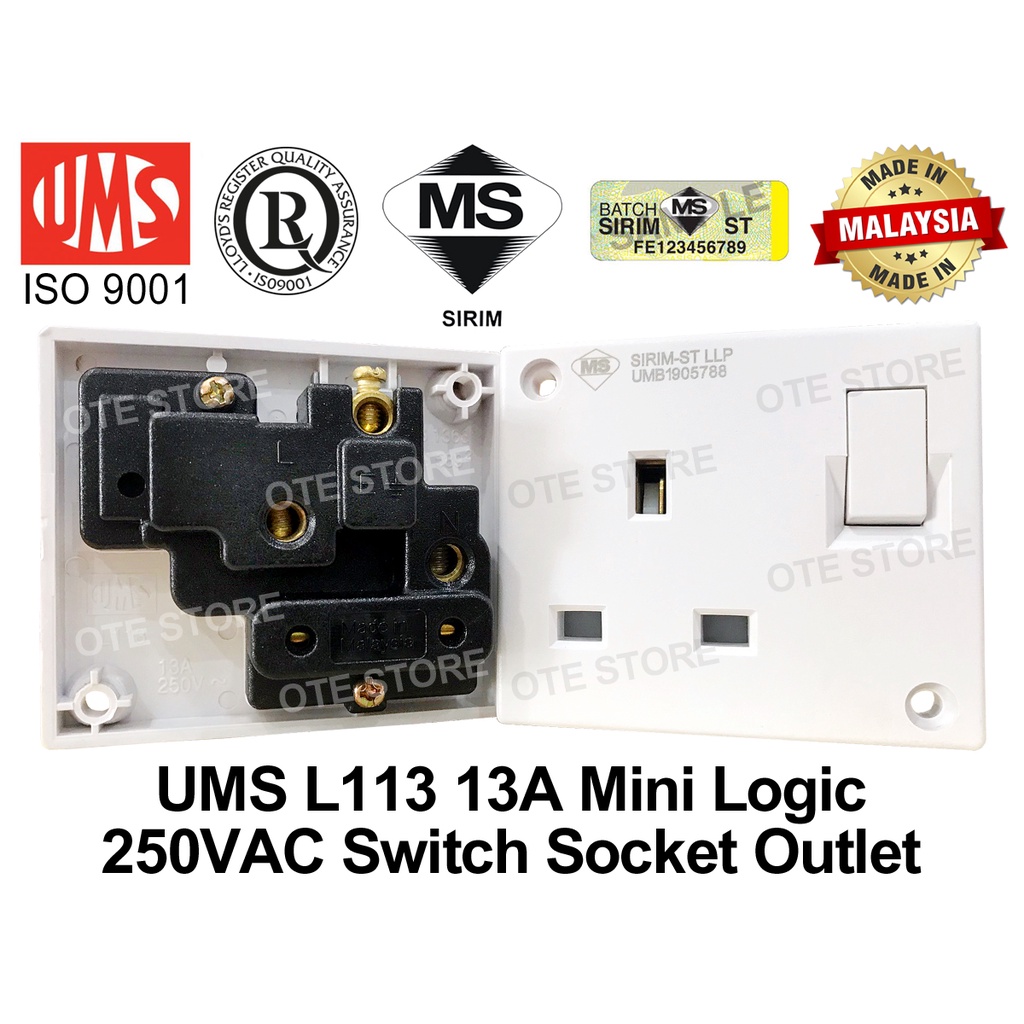 UMS L113 13A Mini Logic 250VAC Switch Socket Outlet (Made in Malaysia ...