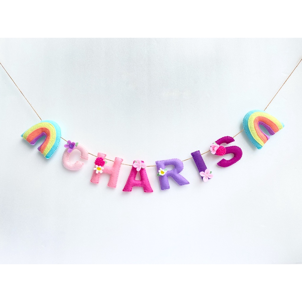Felt with Love 3D Flower Themed Custom Made Name Word Garland for Kids ...