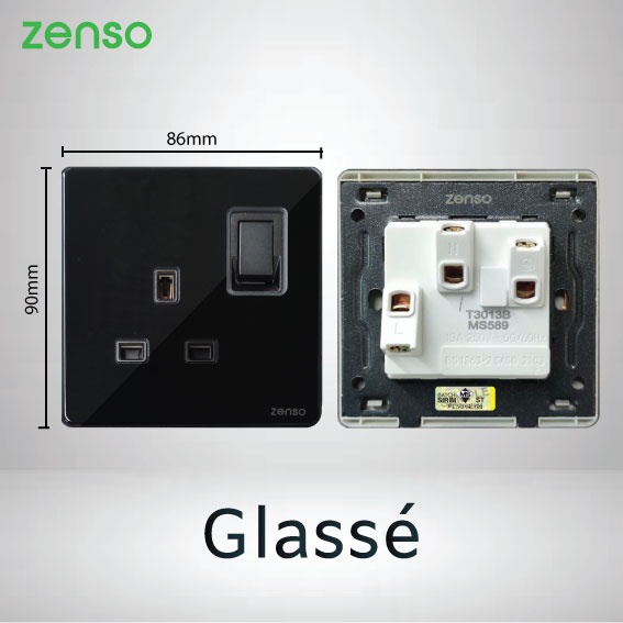 ZENSO- Glasse Black Glass Rocker (Tempered Glass) Switch Switches ...