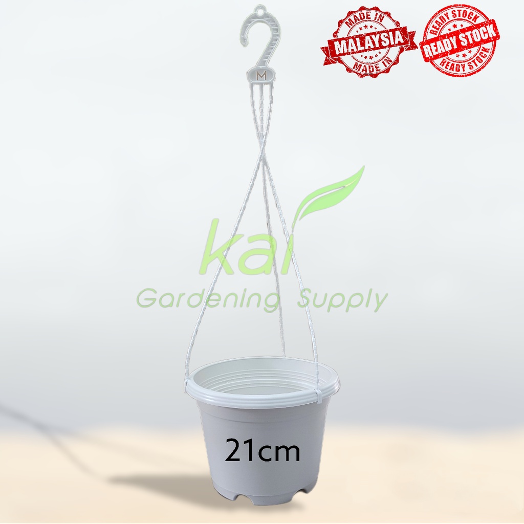 (1 Set) GFE 21cm White Flower Pot Hanging Pot Pasu Bunga Plastik Pasu ...