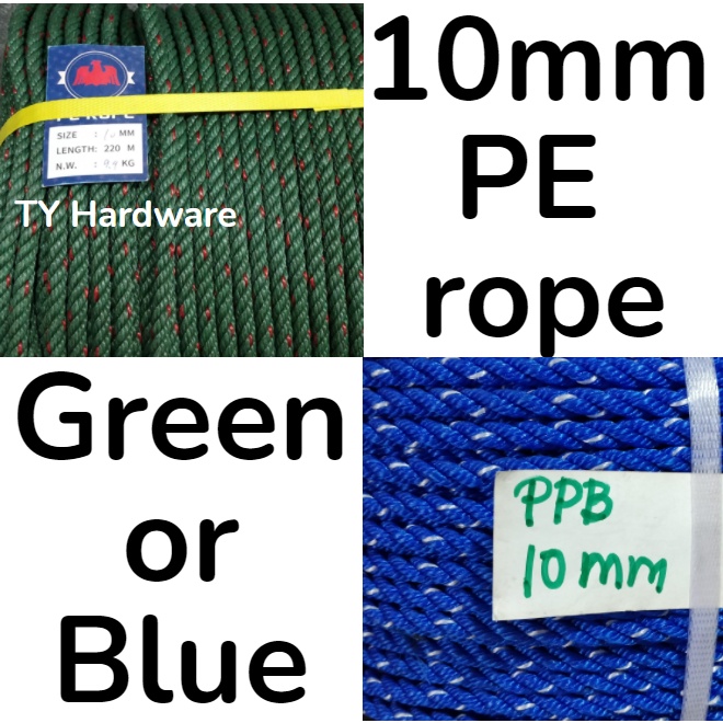 [ROLL] PE rope 10mm Green Blue Orange Rope Tali PE 10mm Kualiti Baik ...