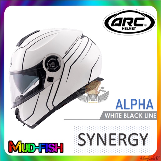 TOPI KELEDAR ARC SYNERGY ALPHA FULLFACE MODULAR FLIP-UP HELMET WHITE ...