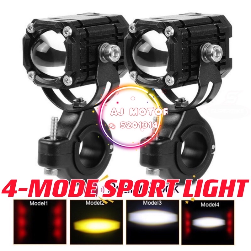 UNIVERSAL 4-MODE SPORT LIGHT SPORTLIGHT LED WITH BUTTON MOTORCYCLE ...