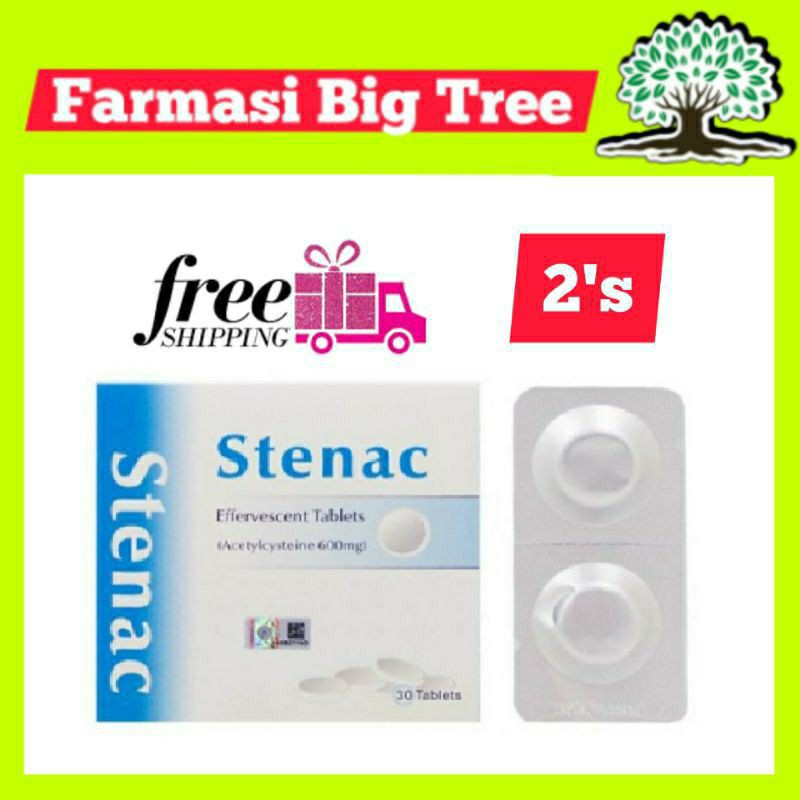 STENAC EFFERVESCENT 600MG (2's) Ubat Pecah Kahak / Lendir Pekat / Lega ...