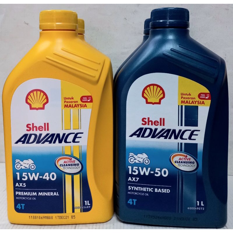 SHELL ADVANCE 4T 15W-40 AX5/AX7 15W-50 ENGINE OIL MINYAK HITAM | Shopee ...