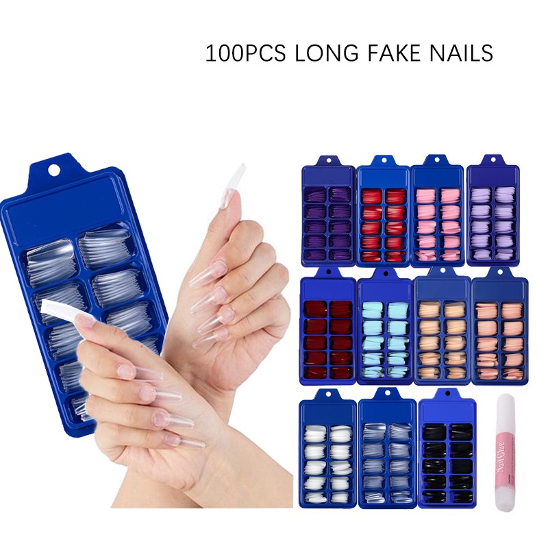 24pcs Fake Nails Set False Nails Long Nail Fake Nails With Design Fake ...