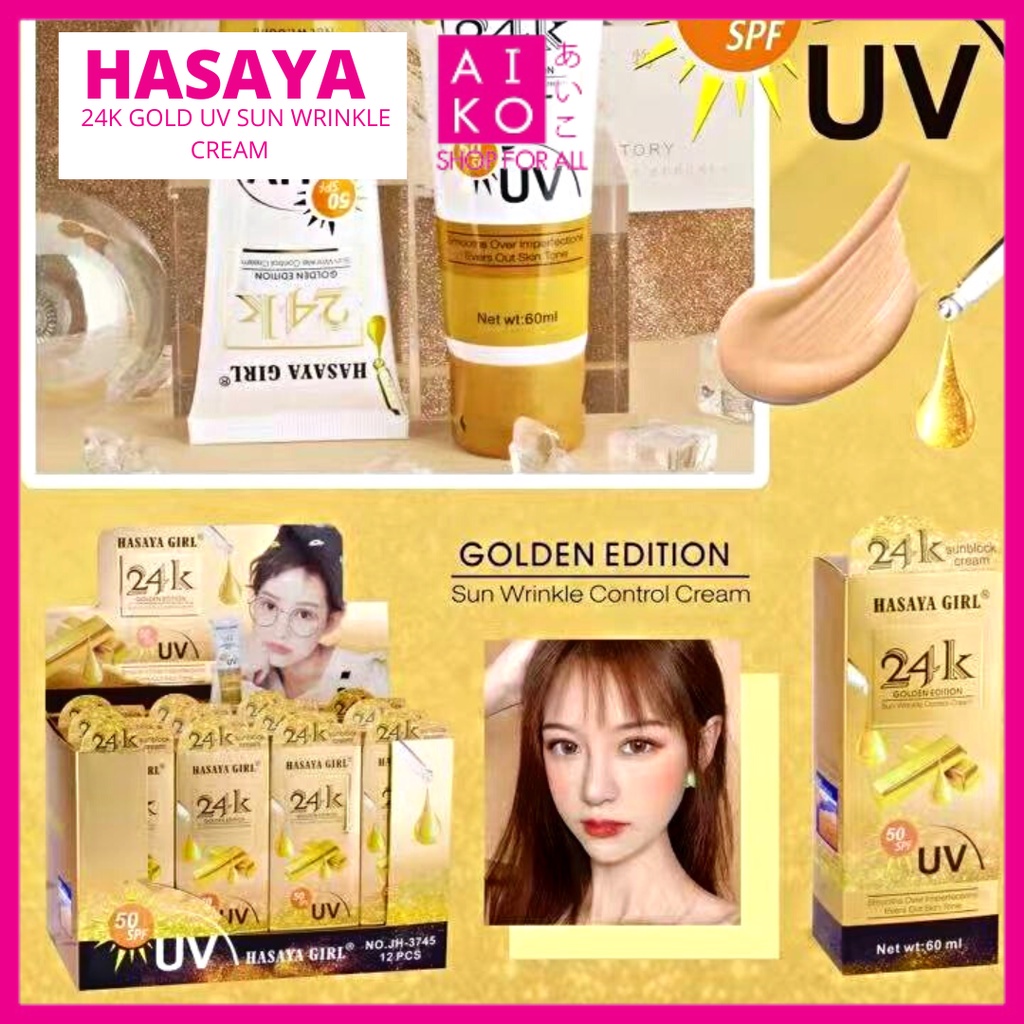 (AIKO) HASAYA GIRL 24K GOLD UV SUN WRINKLE CREAM 60ML (JH-3745) | Shopee Malaysia