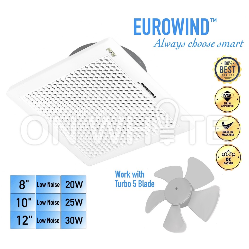 EUROWIND🇪🇺 Ceiling-type Ventilation (Exhaust) Fan 8"/ 10"/ 12" /KDK ...