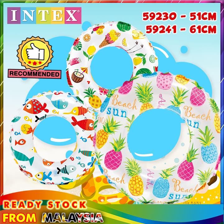 INTEX 59230 / 59241 Lively Print Swim Rings Inflatable Float 20"/24 ...