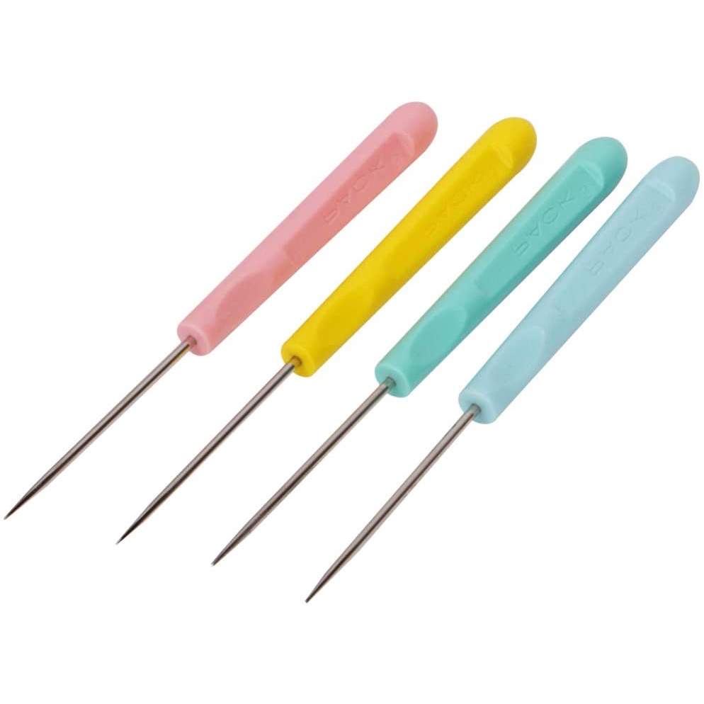 -Plastic Handle Metal Needle Sewing Awl Round Hole Plastic Handle ...