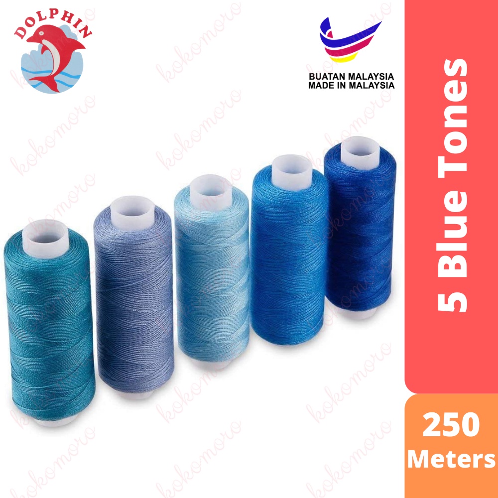 Dolphin Thread 250 Meters 5 Blue Tones / Dolphin Benang Jahit | Shopee Malaysia