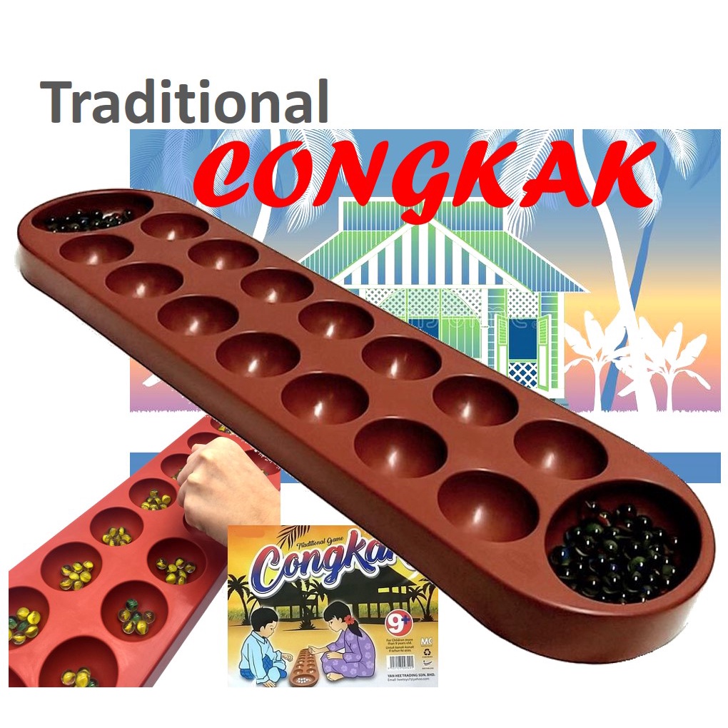 Congkak Traditional 16 Holes Plastic With Marble / Congkak Traditional ...