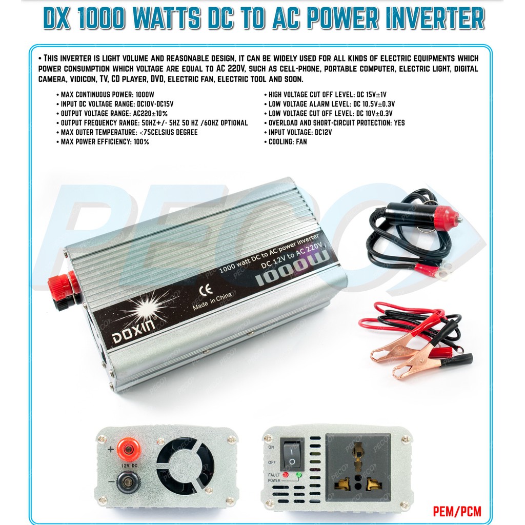 DOXIN POWER INVERTER 1000W DC 12V TO AC 220V | Shopee Malaysia