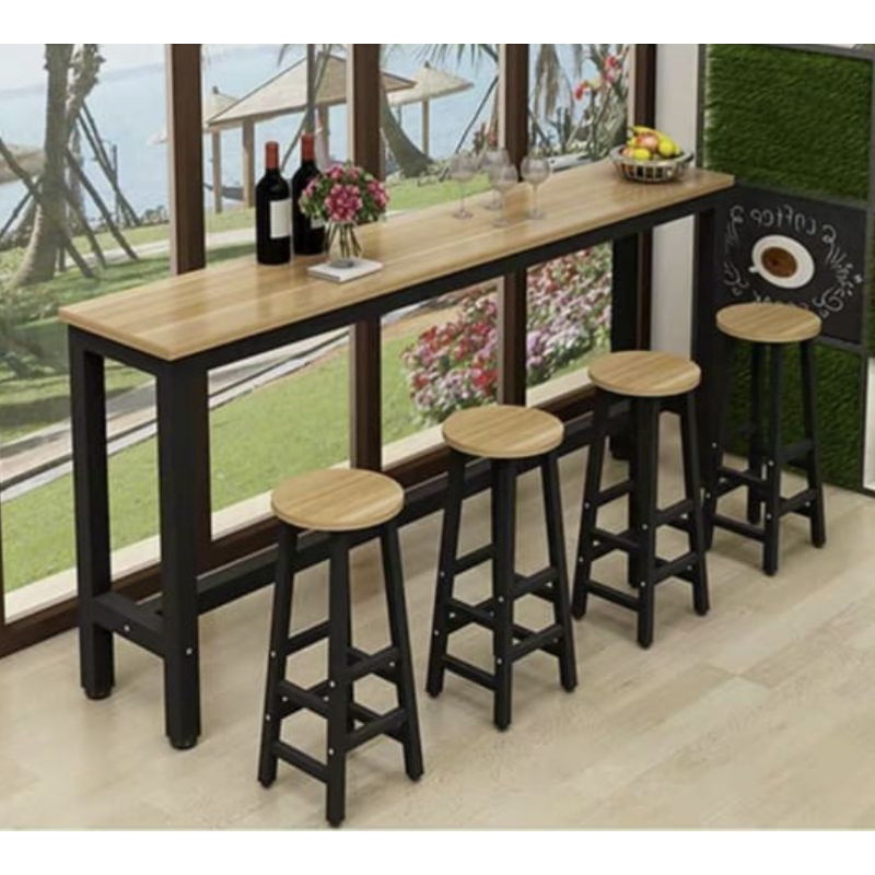 Table Bar for living Room extand kitchen kabinet + stool Meja Bar ruang ...