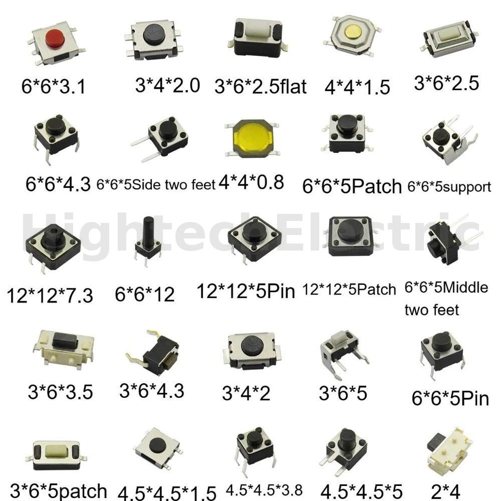 250pcs 25Values Micro Switch Assorted Push Button Tact Switches Reset Mini Leaf Switch SMD DIP 2 ...