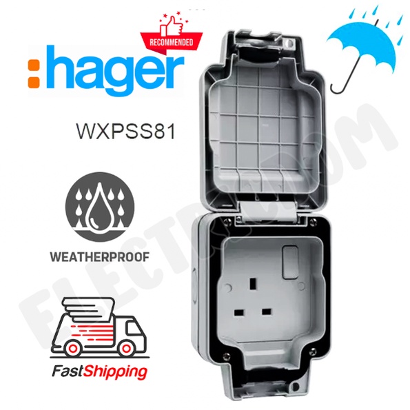 13A Weatherproof Socket TRANSPARENT/GREY IP66 MK 86486 & 13A Waterproof ...