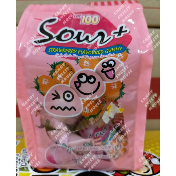 LOT 100 SOUR STRAWBERRY FLAVOUR GUMMY-100GM | Shopee Malaysia