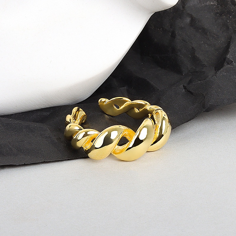 Ring mahogany hollow index finger ring three dimensional gold plating ...