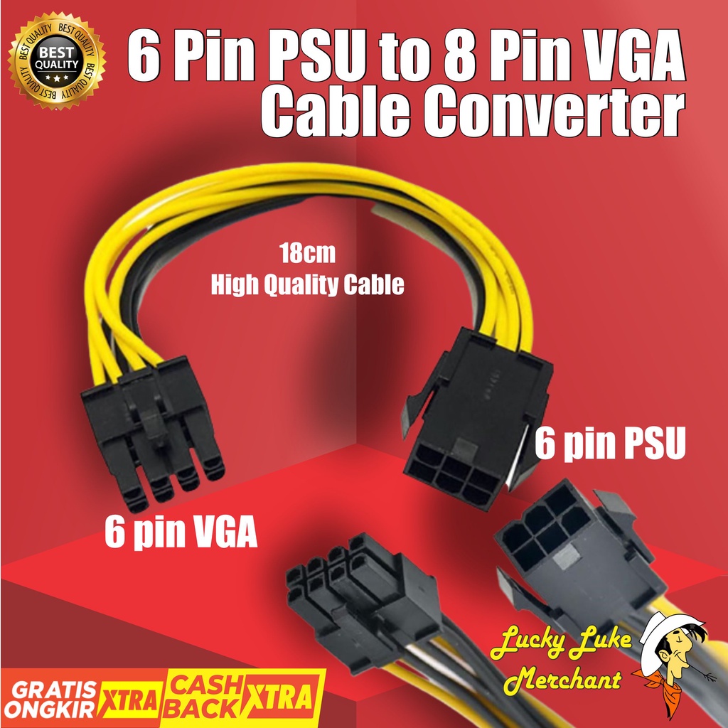 6pin PSU to 8pin Converter power Cable VGA GPU Adapter power supply ...