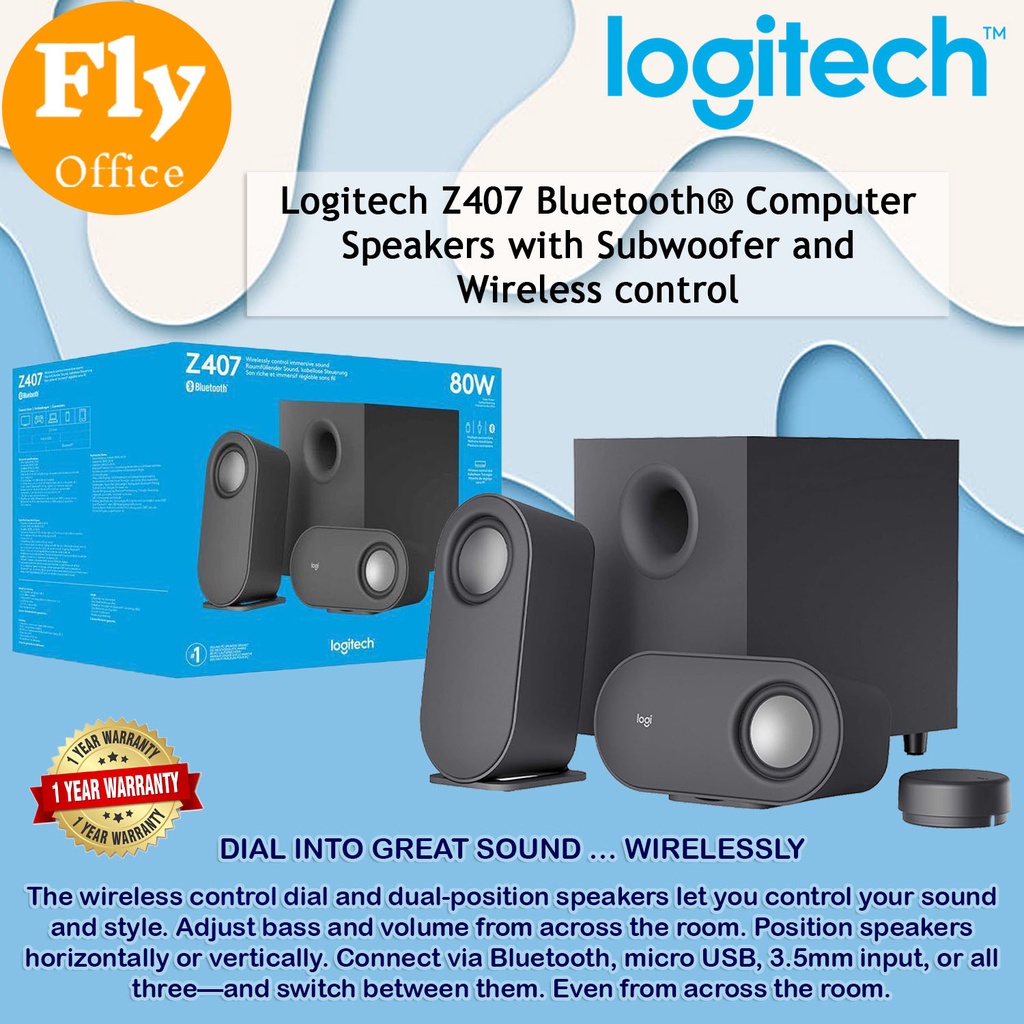 Logitech Z407 Bluetooth Computer Speakers with Subwoofer and Wireless ...