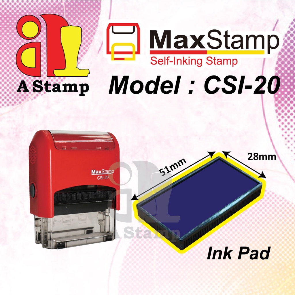 Rubber Stamp Self ink - Max Stamp CSI-10 | 20 | 30 (SAME DAY SHIP) / Rubber Stamp murah / Self ...