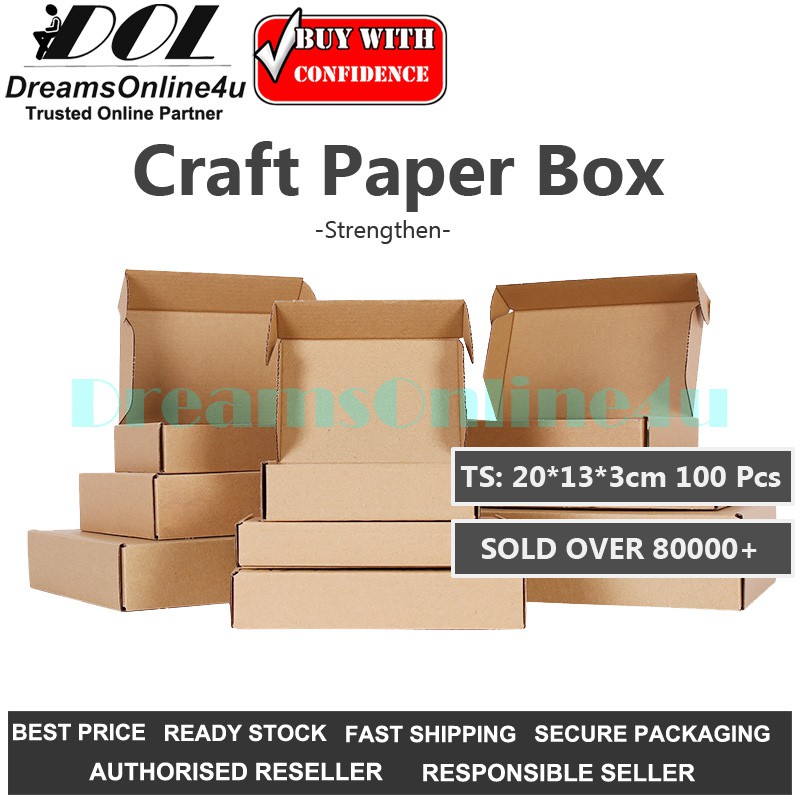 100 Pcs TS 3A Small Pos Laju Craft Paper Box Packing Box Carton Max 500 ...