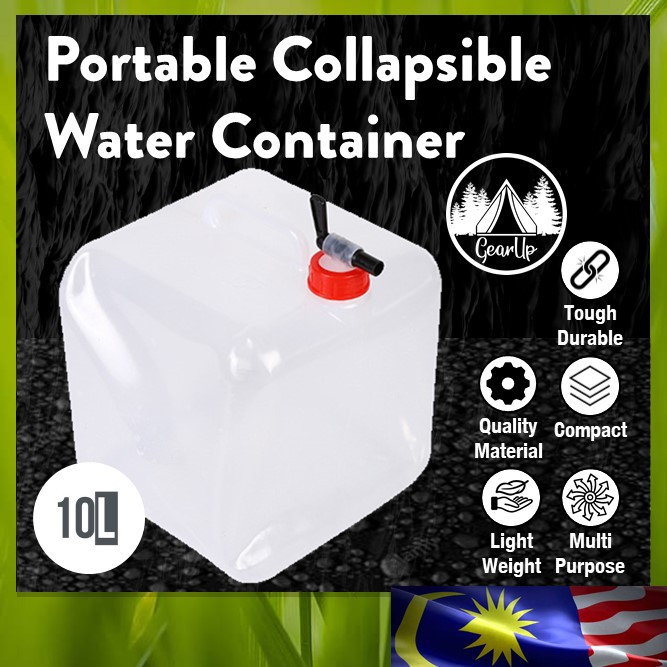 GearUp Collapsible Water Container 10L Home Living Camping Water Tank Bucket Picnic Recreational ...