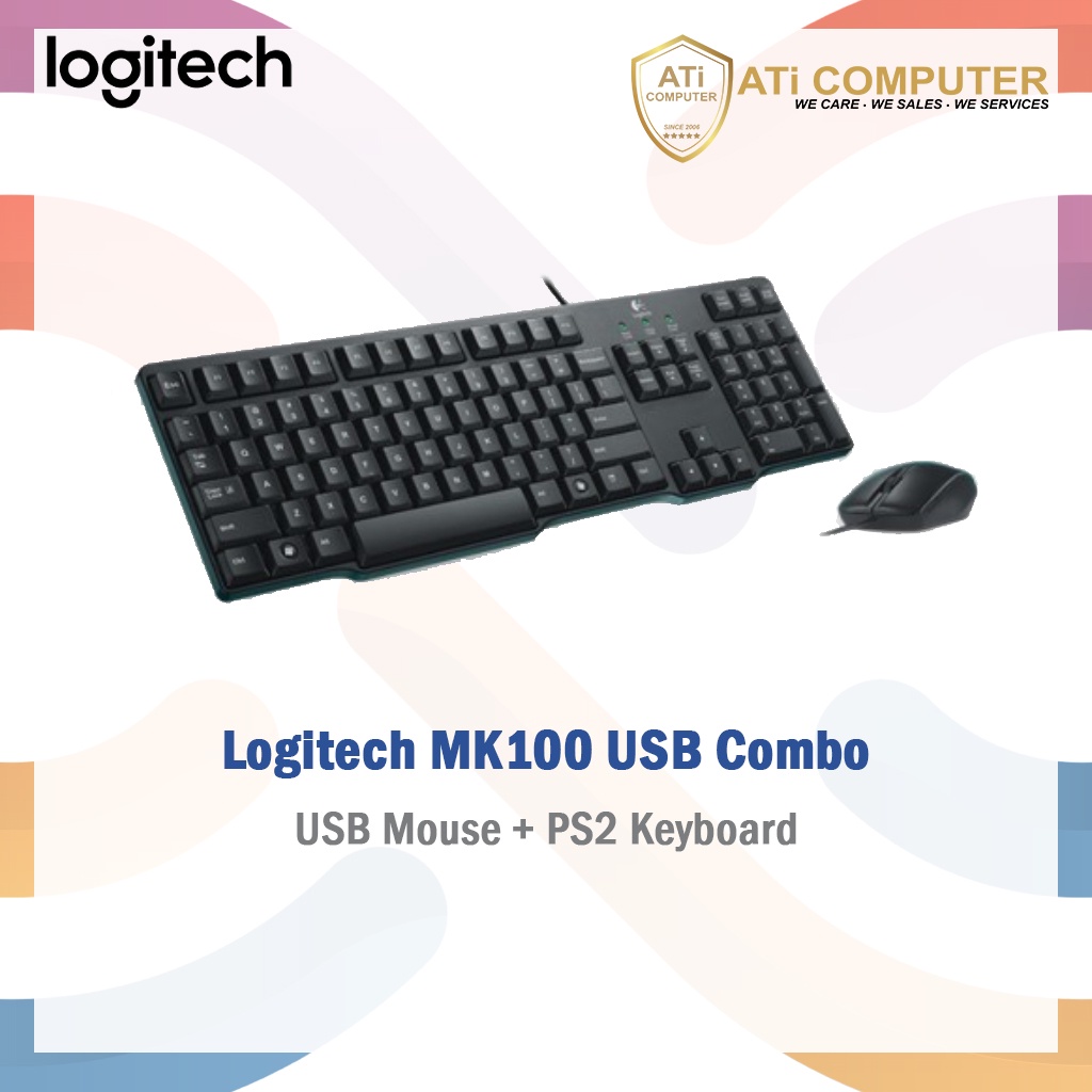 Logitech MK100 Classic Desktop Full Size Wired Keyboard Mouse Combo | Shopee Malaysia