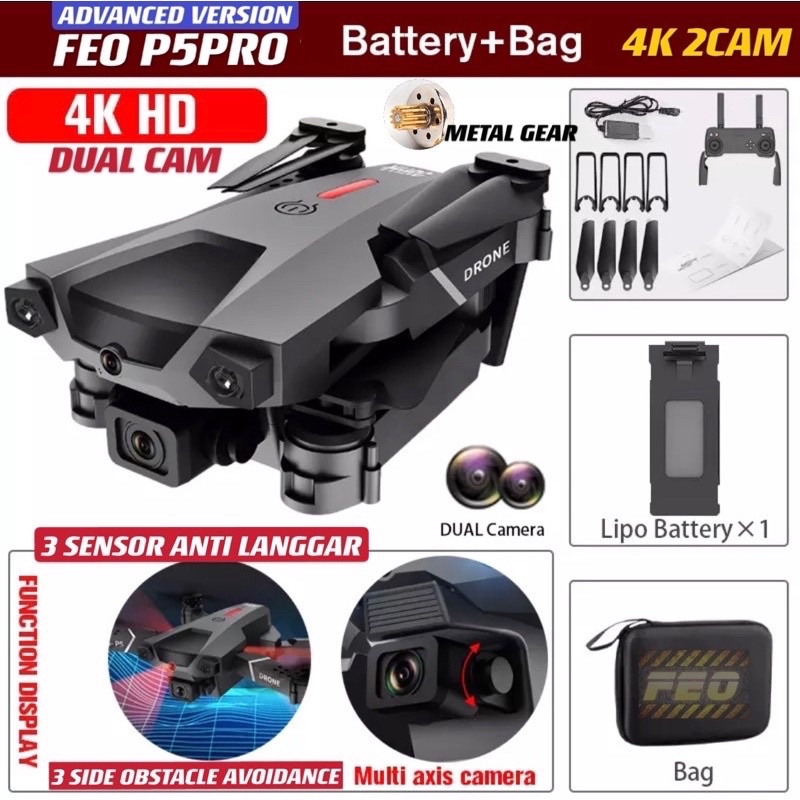FEO P5 PRO DRONE 4K dual cam (WiFi fpv | Shopee Malaysia