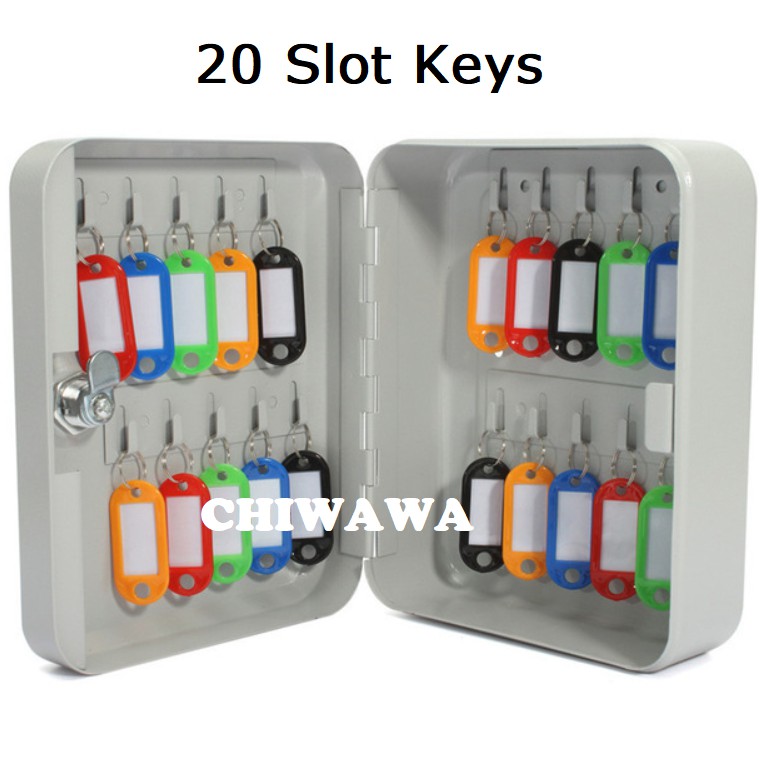 20 Keys Organizer Metal Box Lockable Security Key Cabinet / Storage Box ...