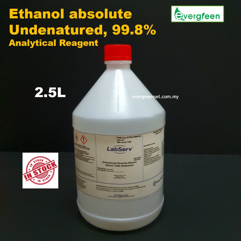 Ethanol Absolute undenatured, 99.8% Analytical Reagent 2.5L | Shopee Malaysia