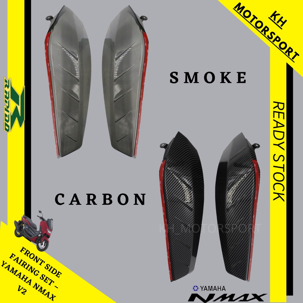 RAPIDO YAMAHA NMAX V2 FRONT SIDE FAIRING SET (SMOKE,CARBON) | Shopee ...