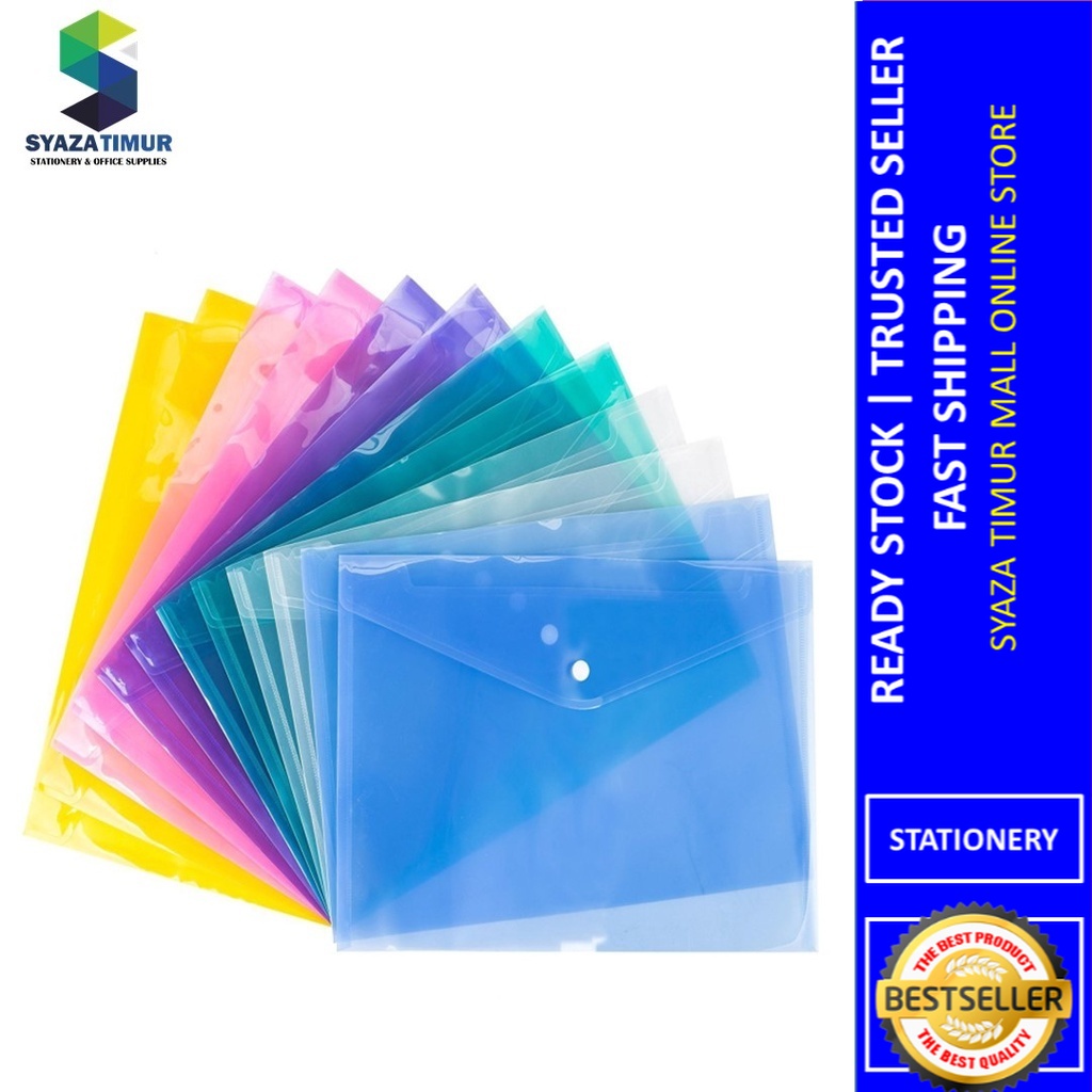 File Folder Clear Colour Button Bag File Carpenter 1608A | Shopee Malaysia