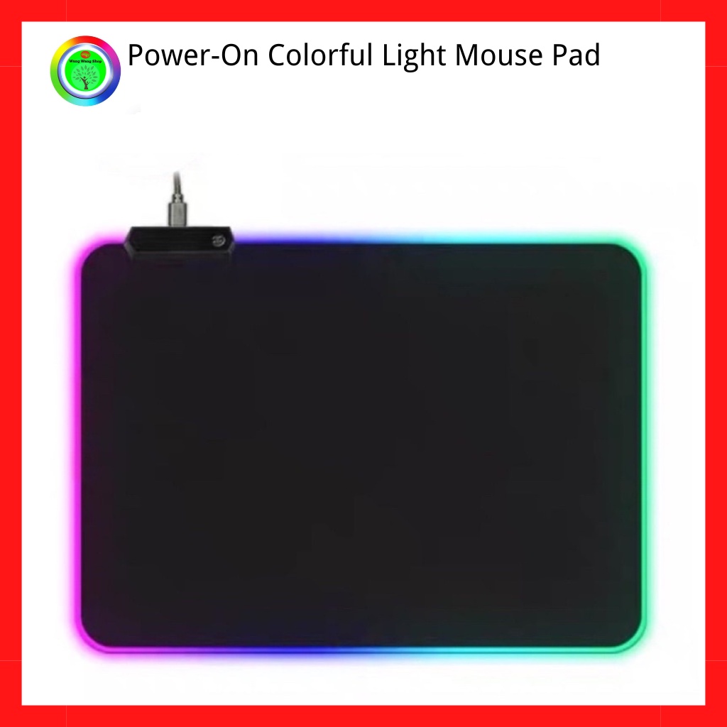Power-On Colorful Light Mouse Pad (35cm x 25cm x 0.3cm)(RGB)(Waterproof ...