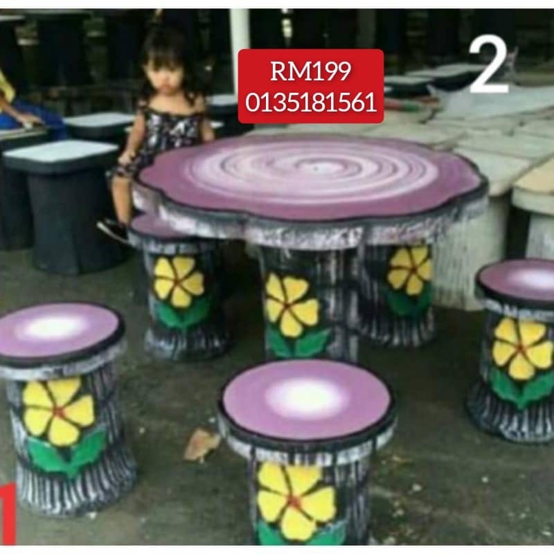 KERUSI MEJA BATU [BYR COD JIMAT WSP 0135181561] SET MEJA BATU BUNGA ...