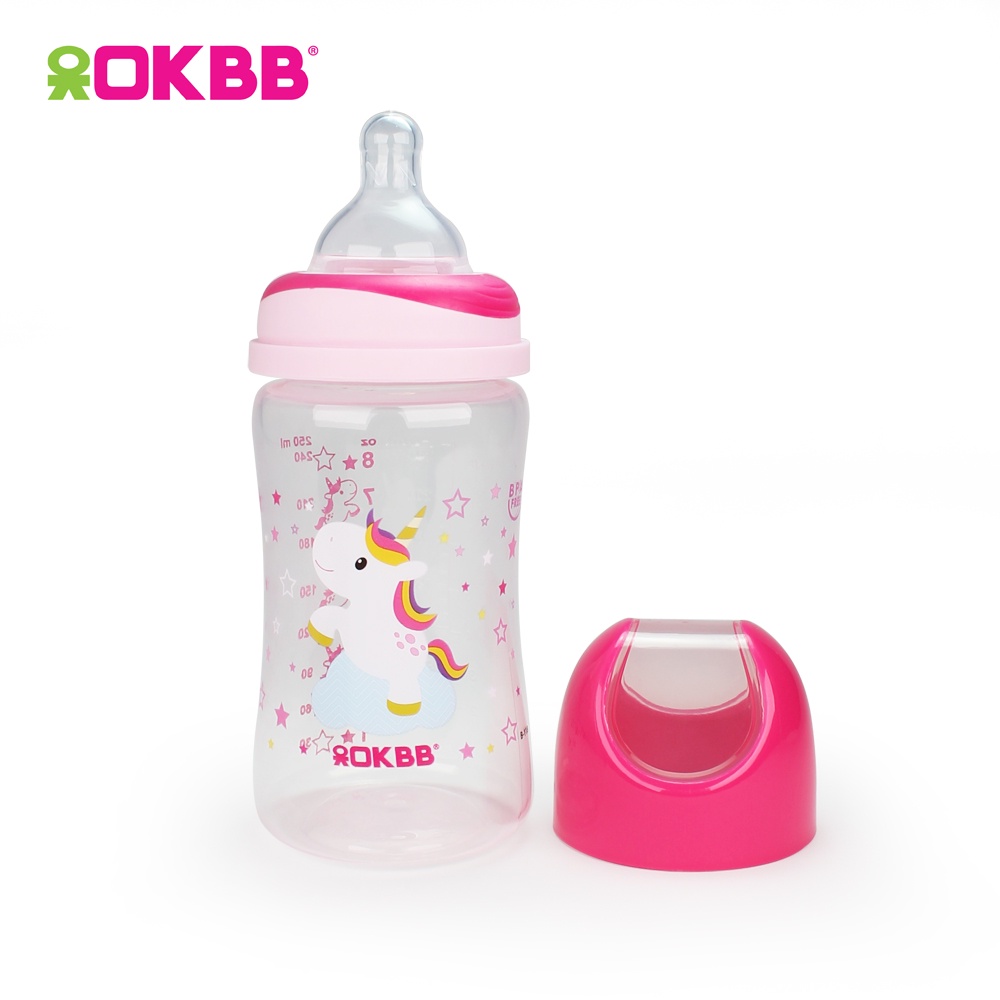 OKBB Baby Feeding Bottle With Wide Neck Teats Feeding Essentials 8 Oz ...