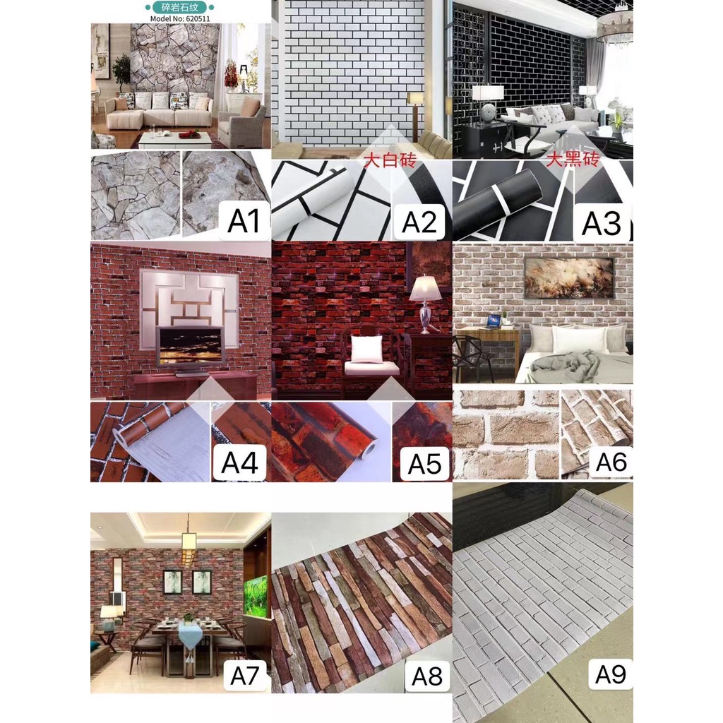 45CM x 10M Corak Baru BATU MARBLE 2D WALLPAPER Self Adhesive PVC ...