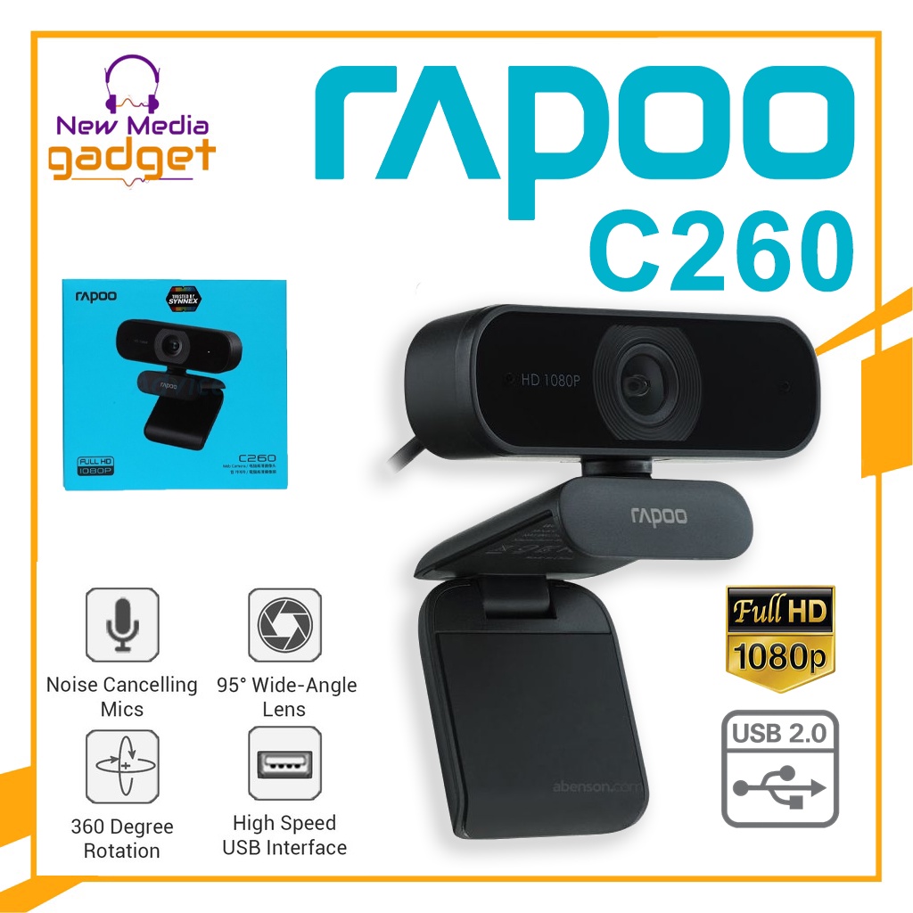 Rapoo C260 Full HD Webcam HD1080 with Built In Microphone / Rapoo Webcam | Shopee Malaysia