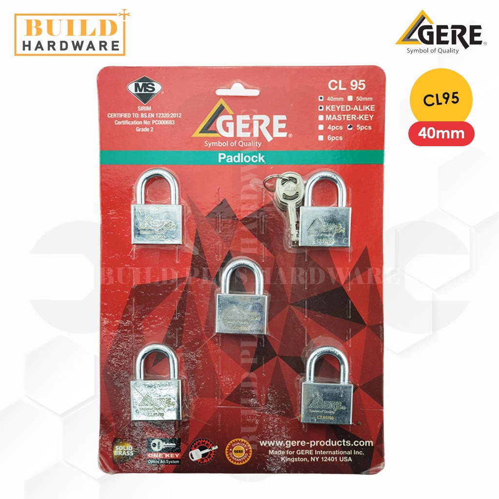 GERE SQ 40mm/50mm CL95 Keyed-Alike Padlock Chromed Brass Key Alike ...